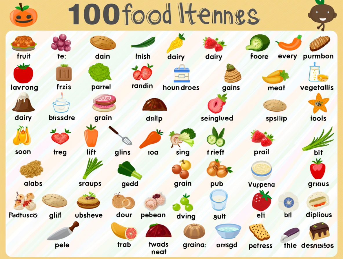 100 كلمة من مفردات الطعام الإنجليزية